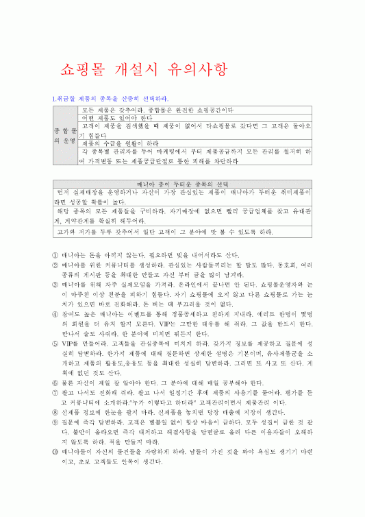 쇼핑몰 개설시 유의사항