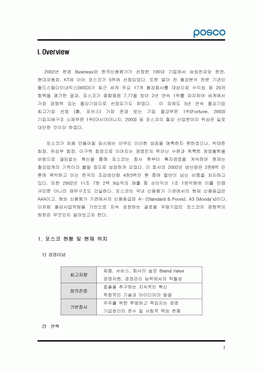 [경영분석]포스코가 세계적인 철강회사로 발전한 경쟁력의 원천