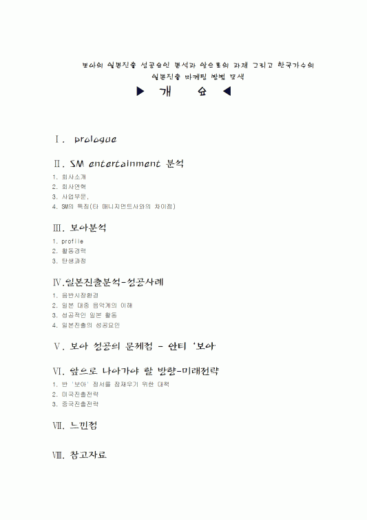 보아의 일본진출 성공요인 분석과 앞으로의 과제 그리고 한국가수의 일본진출 마케팅