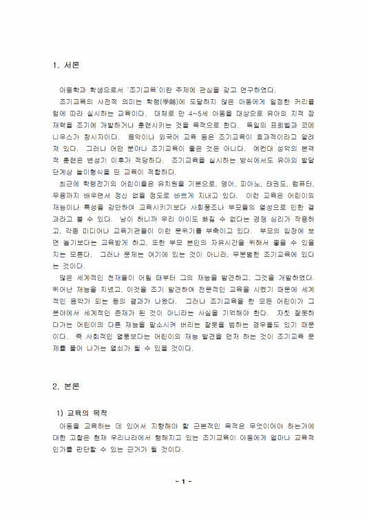 조기교육 교육 영재 조기 아동 영재교육