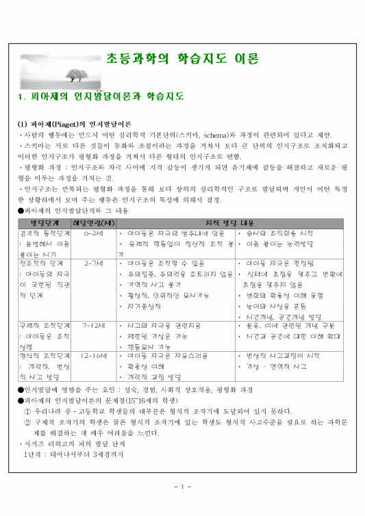 초등과학 학습지도 이론