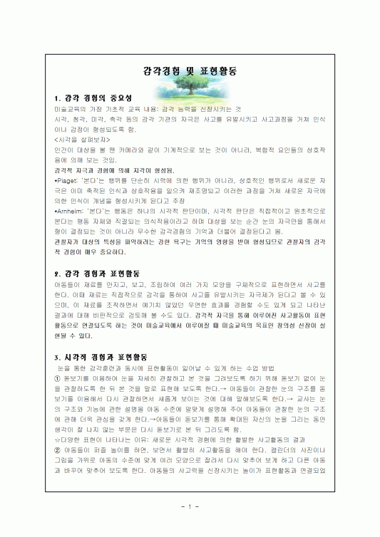 미술교육 - 감각경험과 표현활동