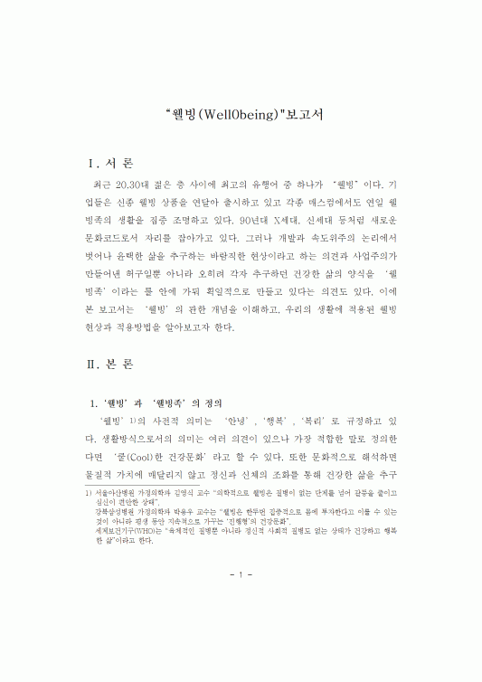 웰빙(Well0being)보고서