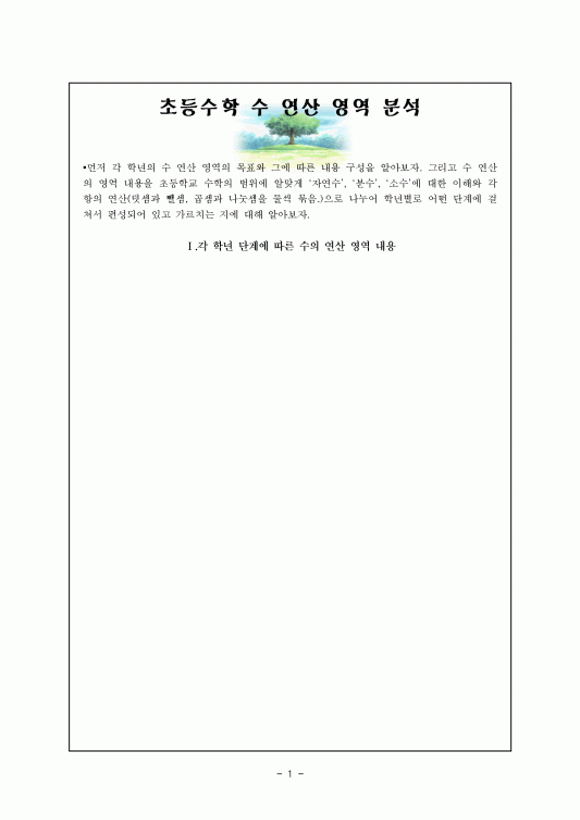 초등수학 수 연산 영역 분석