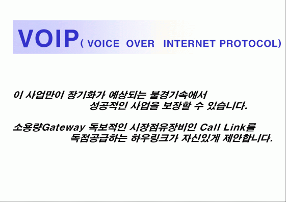 인터넷 전화 VoIP(Voice over Internet Protocol) 기술 및 사업 계획서