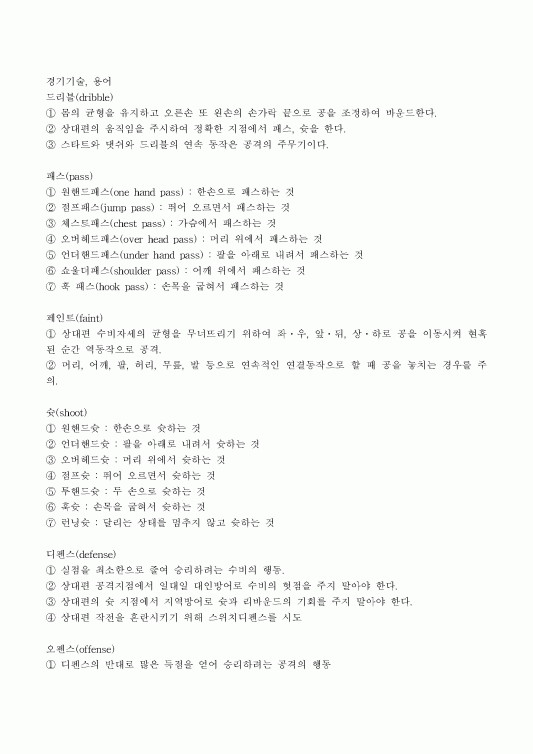 농구 규칙과 설명