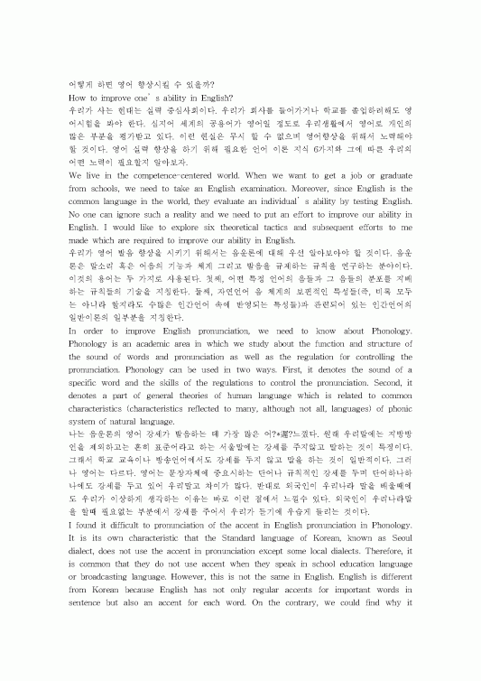 영어 향상의 방법 (영작,영어 에세이)