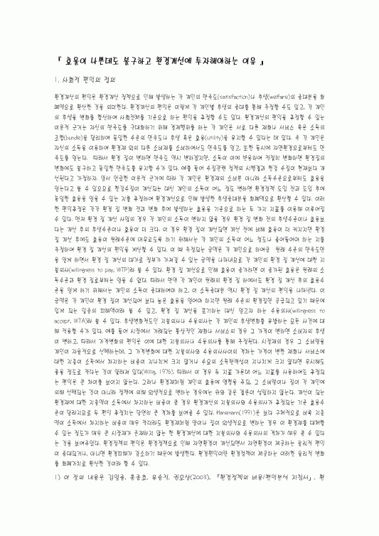 효율이 나쁜데도 불구하고 환경개선에 투자해야하는 이유