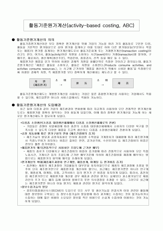 활동기준원가계산 거래원가계산