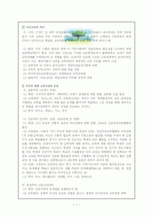 [인문과학] 미국의 교육