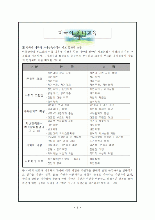 미국의 자녀 교육