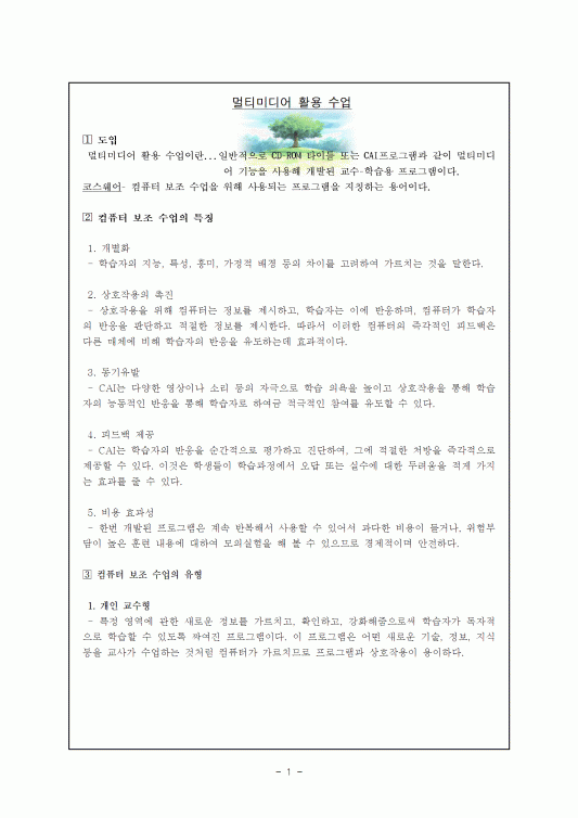 멀티미디어 활용 수업, 컴퓨터 보조 수업