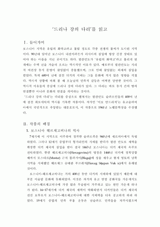 드라나 강의 다리를 읽고