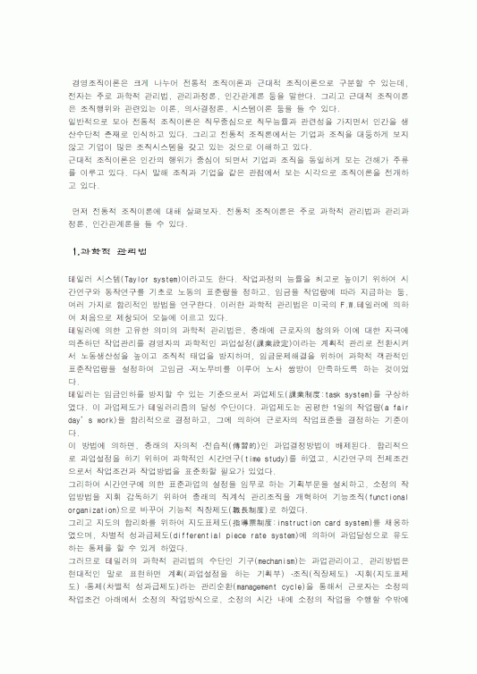 경영조직론의 제 이론
