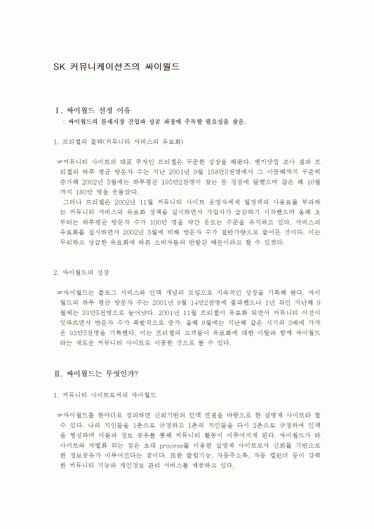 SK커뮤니케이션즈의 싸이월드