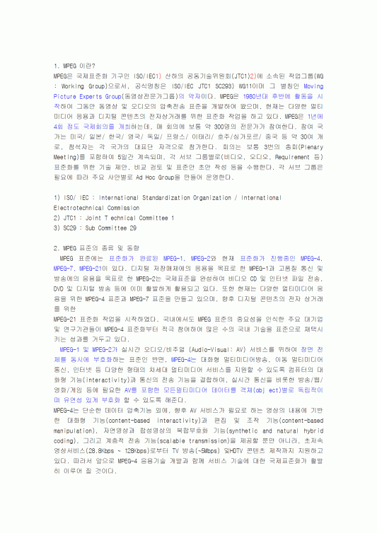 영상 압축기술 코덱(MPEG) 조사
