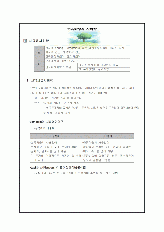 교육과정 사회학의 전반적 개괄