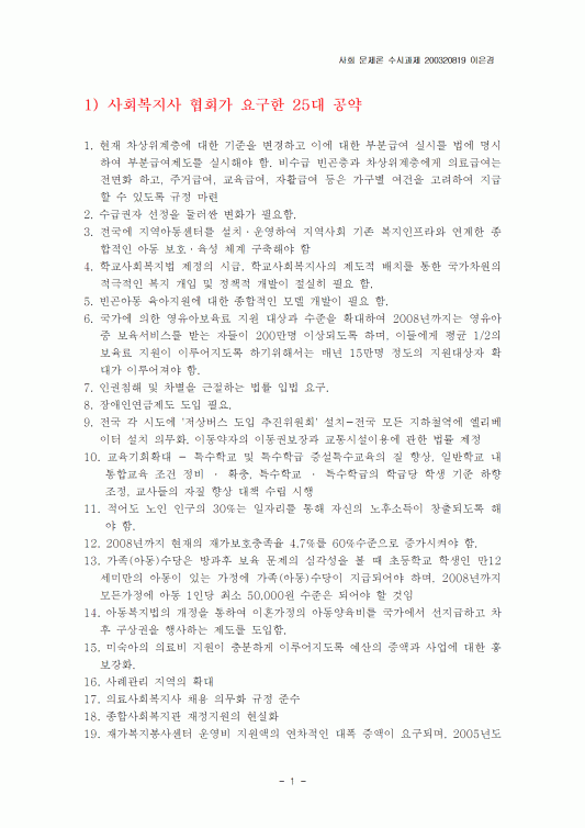 총선공약 레포트 자료