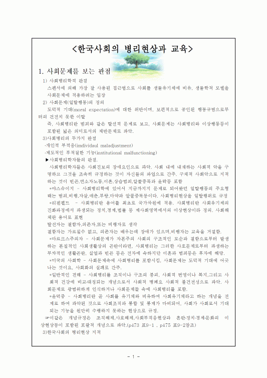 한국사회의 병리현상과 교육