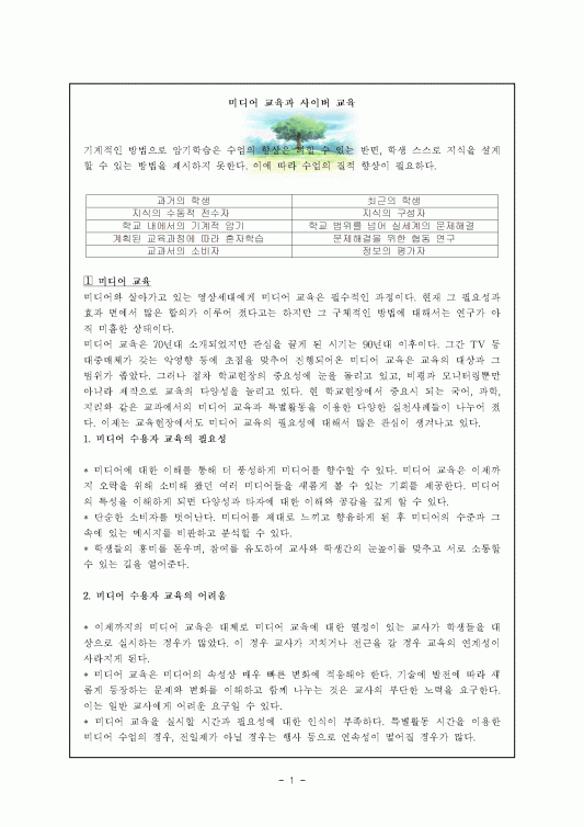 미디어 교육과 사이버 교육