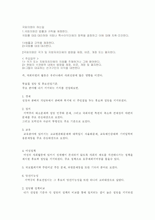17대 국회의원 지지후보 및 정당 선정 과정