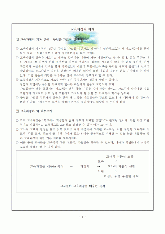 교육과정의 이해 정의