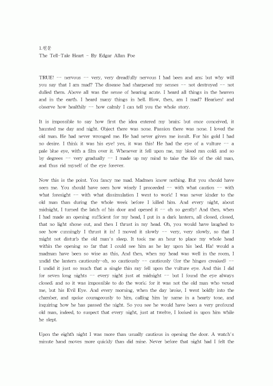 The Tell-Tale Heart - By Edgar Allan Poe