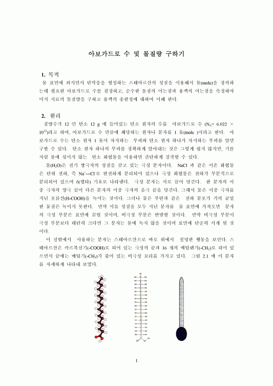 아보가드로 수 및 몰질량 구하기