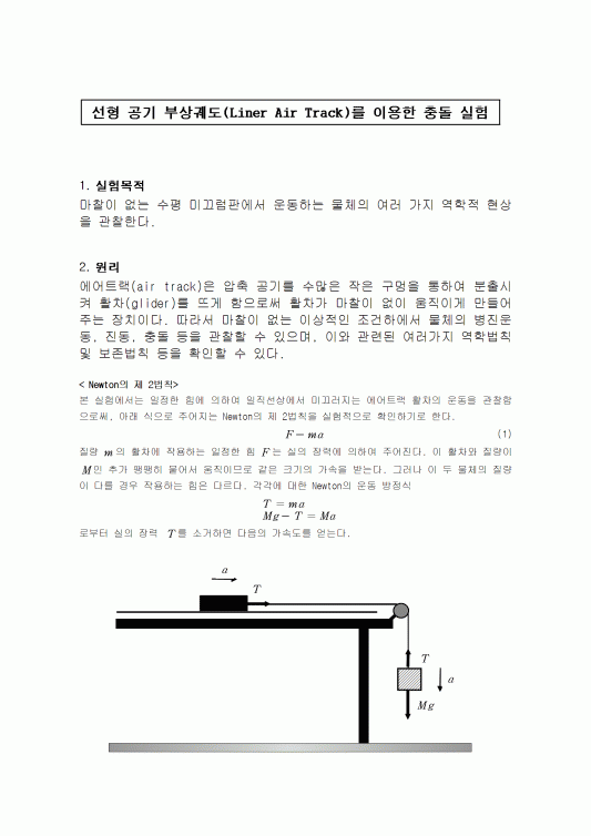 에어트랙 실험보고서 (air track)
