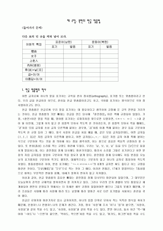 북한의 한글 맞춤법