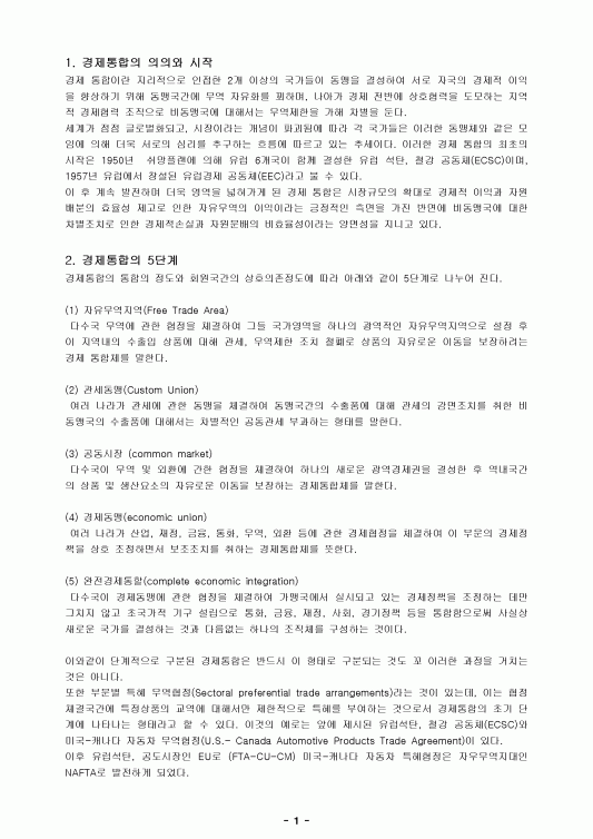 경제통합 레포트 자료