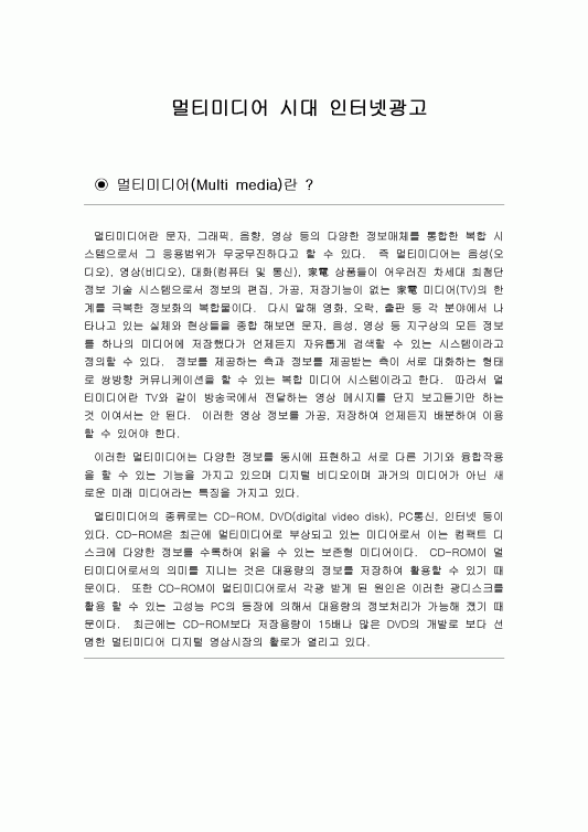 멀티미디어 시대 인터넷광고