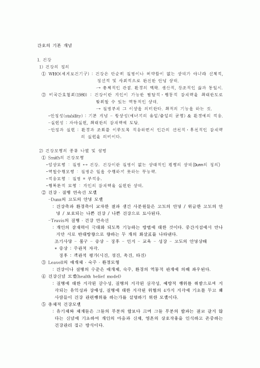 간호학개념-건강, 인간, 환경