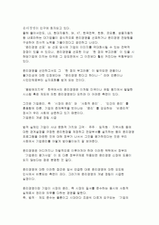 윤리경영의 개념