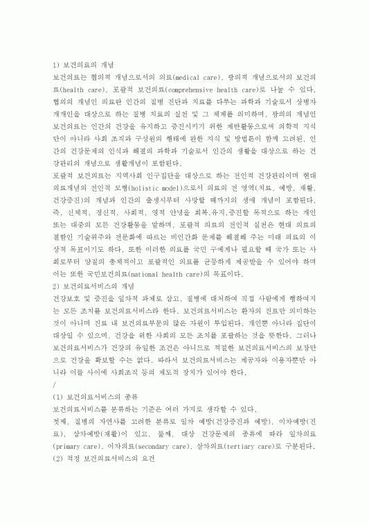 보건의 개념 레포트 자료