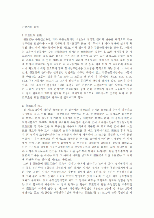 부동산등기법,가등기의 효력