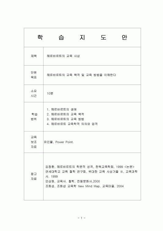 헤르바르트 교육사상
