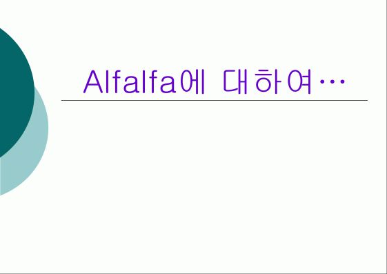 알팔파(Alfalfa)에 대하여