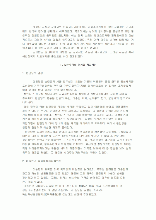 해방 후 좌우 세력의 성격