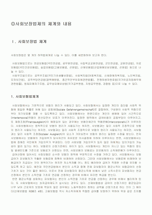 [사회과학] 사회보장법제의 체계와 내용