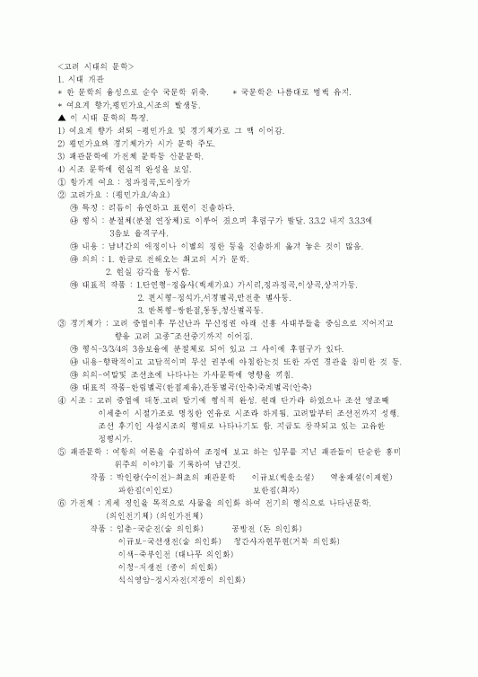 고려 조선 문학 개관