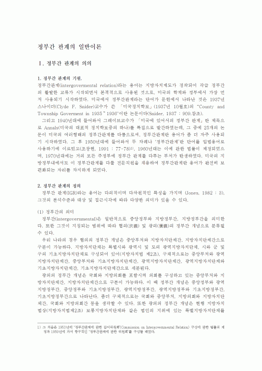 [사회과학] 정부간 관계의 일반이론