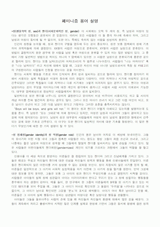 페미니즘 용어설명