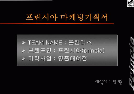 프린시아(명품대여점) 마케팅 기획서