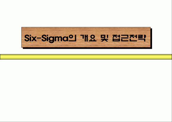 Six-Sigma의 개요 및 접근전략(교내 경영발표전략 대상 수상작)