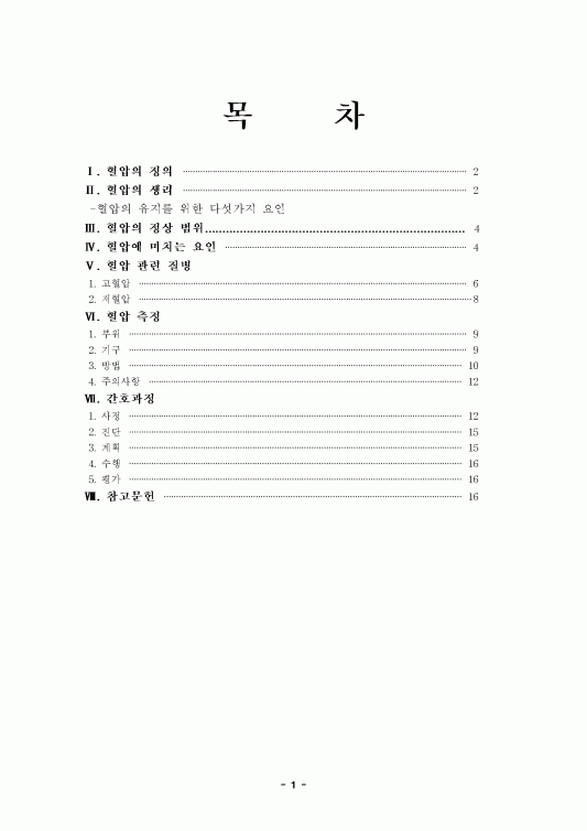 혈압에 대한 내용 정리