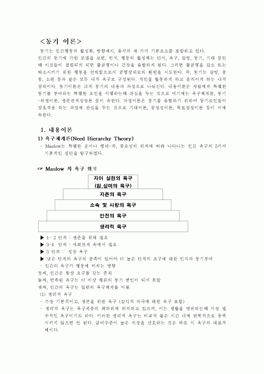 동기 이론 레포트 자료