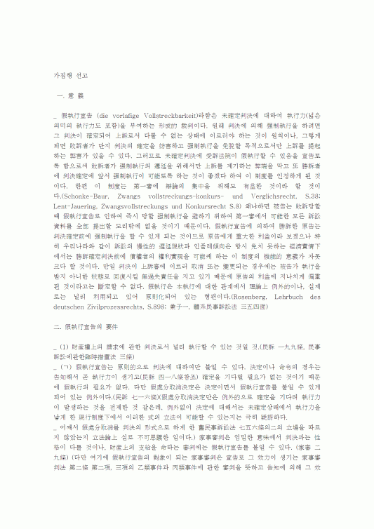 가집행 선고 레포트 자료