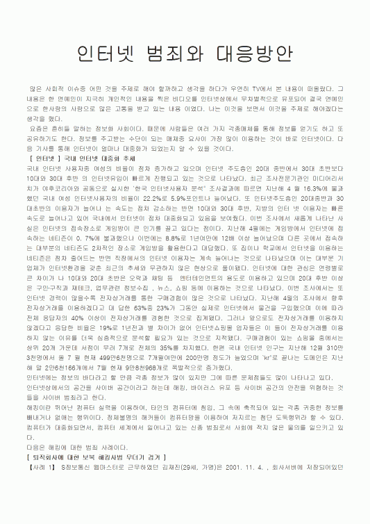 인터넷 범죄와 대응방안