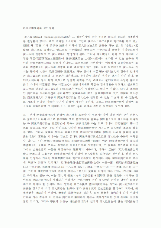 [사이버대학] 관계준비행위와 상인자격
